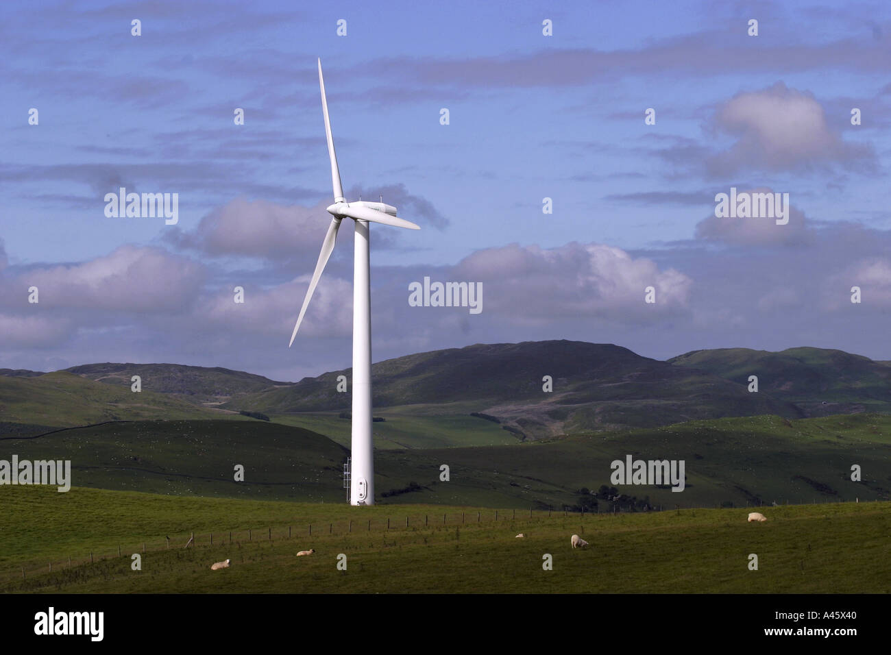 a windmill electricity turbine on the mynydd gorddu wind farm near ...