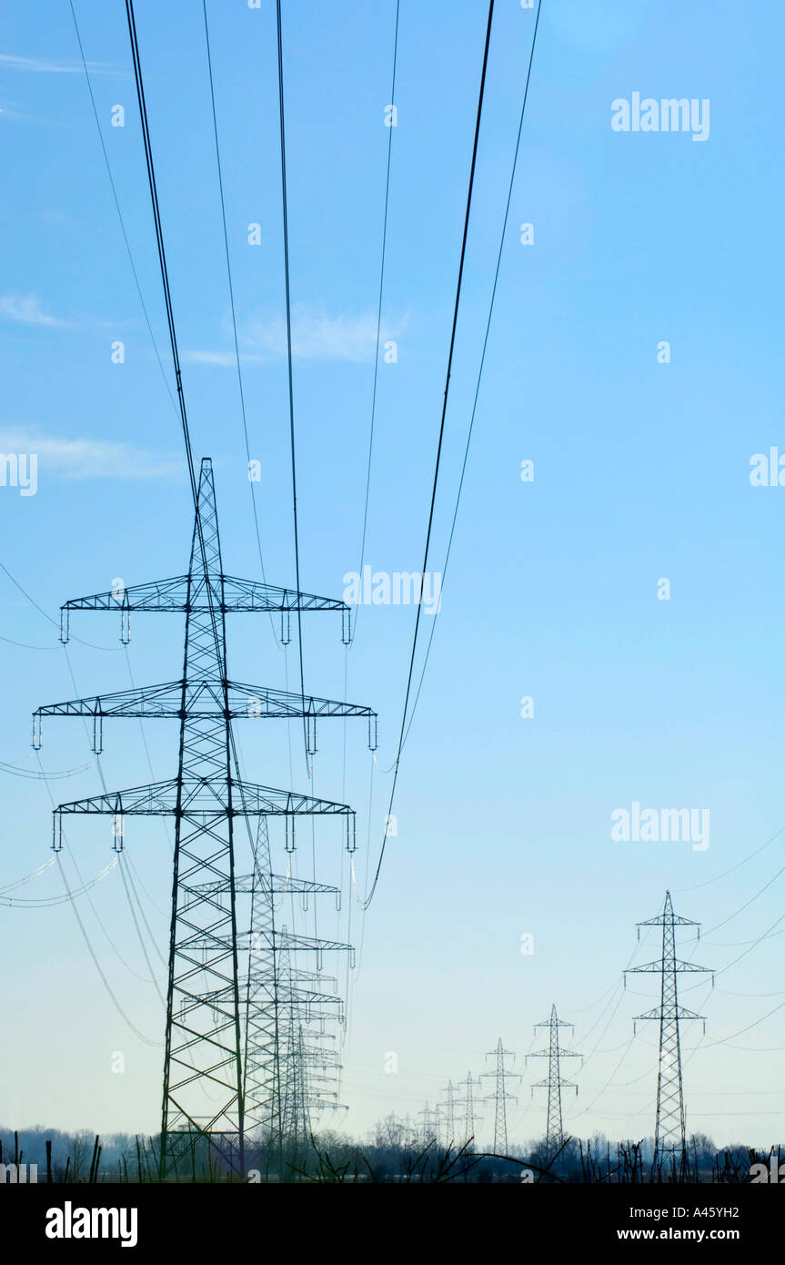 High Voltage Power Lines Stock Photo - Alamy