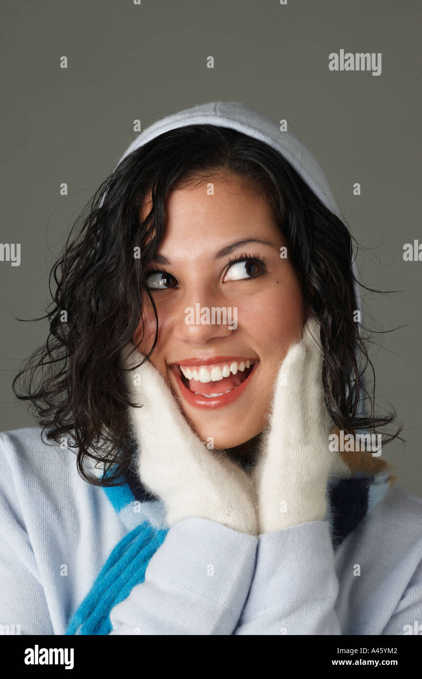 Woman shy blush hi-res stock photography and images - Alamy