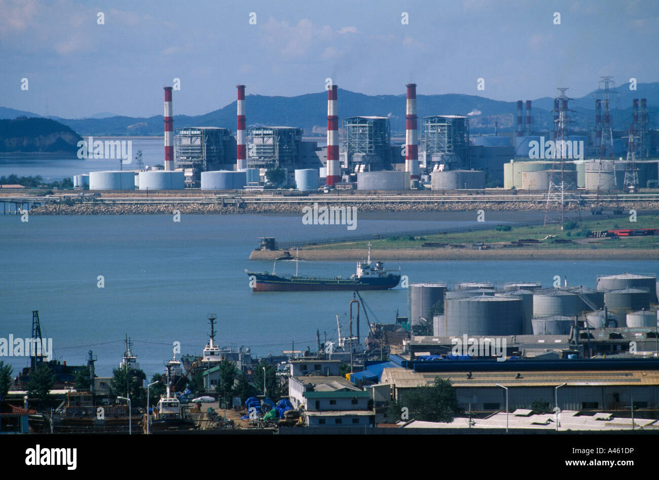 SOUTH KOREA Incheon or Inchon Harbour with power station beyond Stock ...