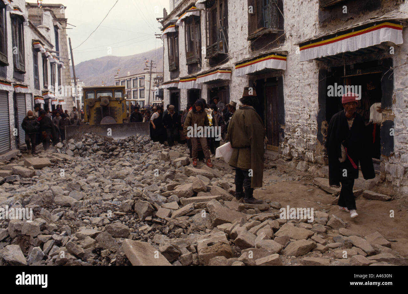 China Tibet Lhasa The Barkhor holy pilgrimage route destroyed by the ...