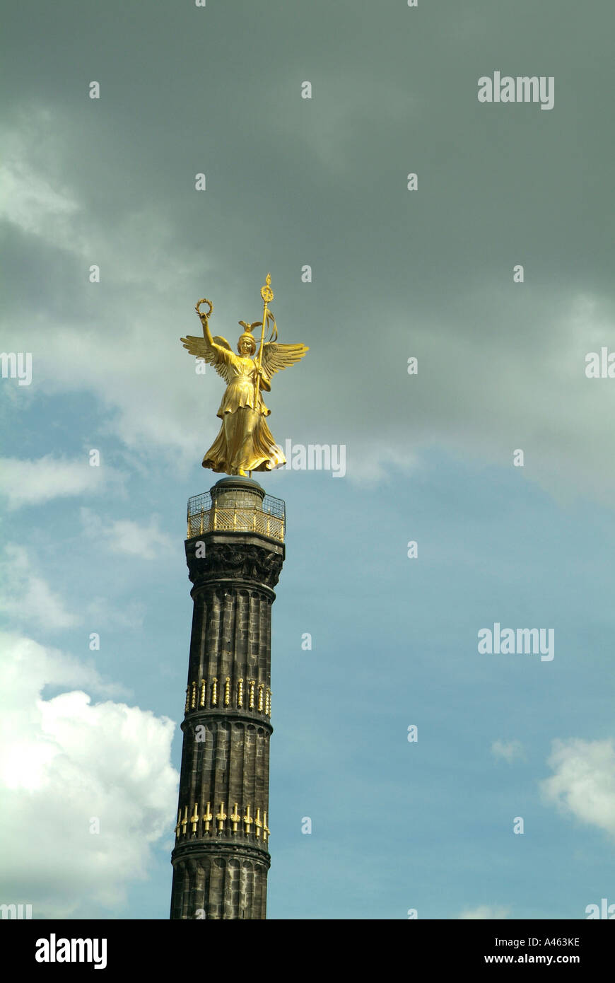The top of the victory column with the golden angel in Berlin in the ...