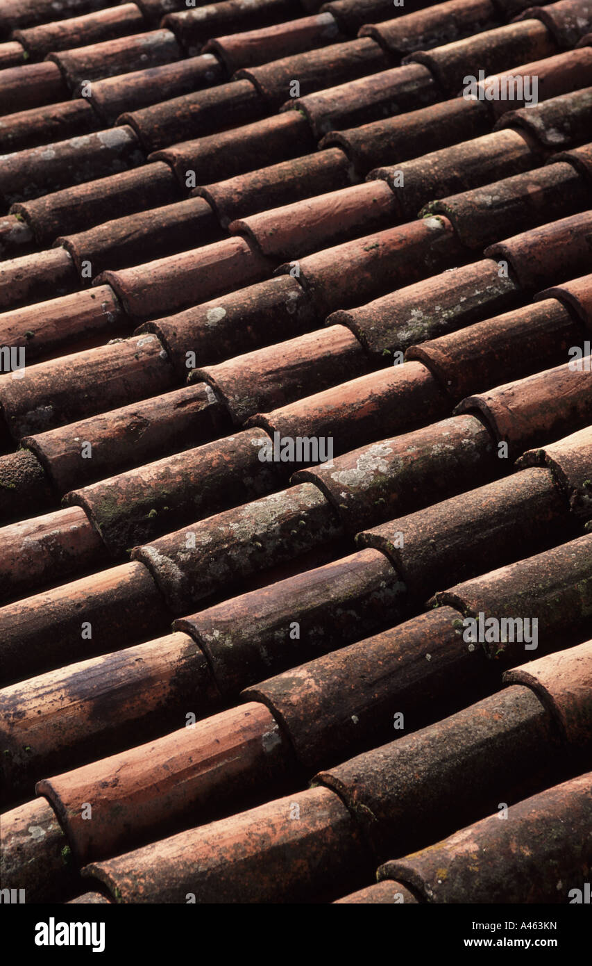 Clay roof tile patterns Stock Photo - Alamy