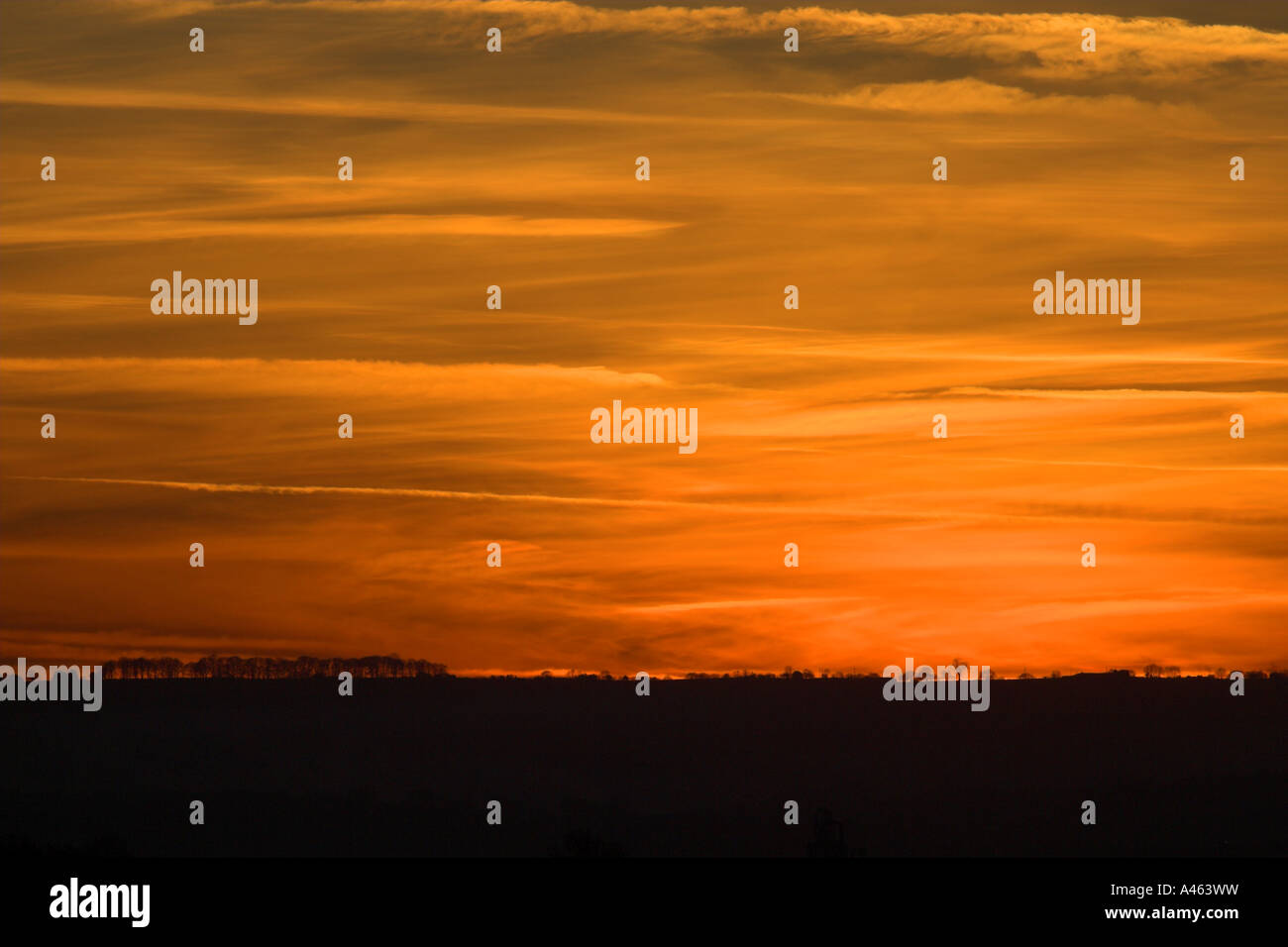 Sunset looking west from Todwick, South Yorkshire, England Stock Photo ...