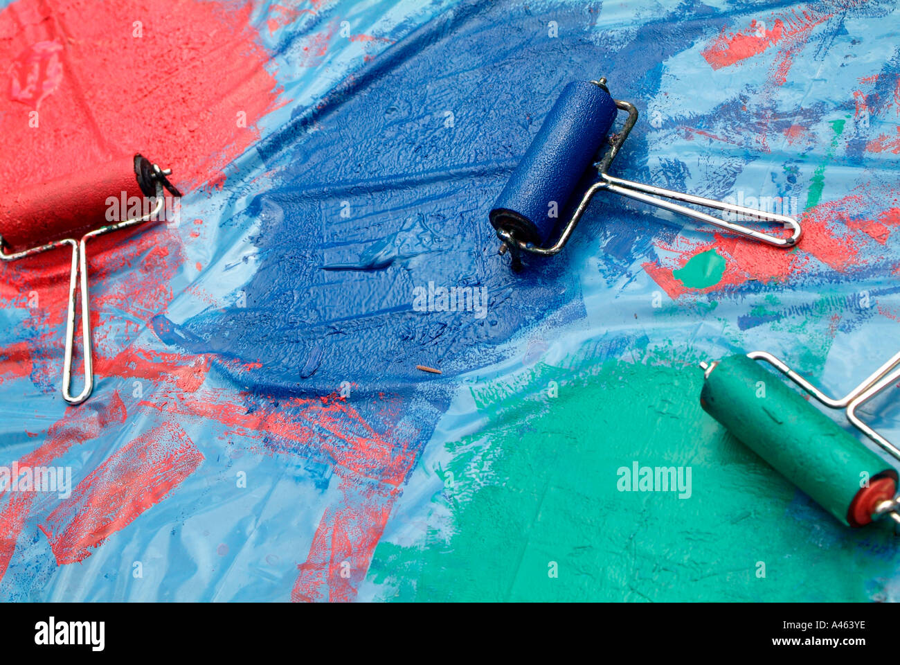 Color rolls in the basic colours red, blue and green, color on the ...