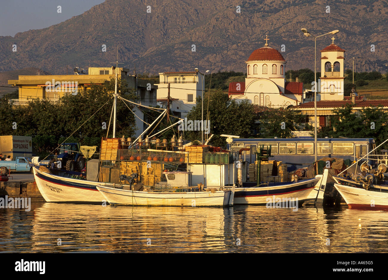 Fishingboats in the harbour of Kamariotissa, Samothraki island, Thrakia ...