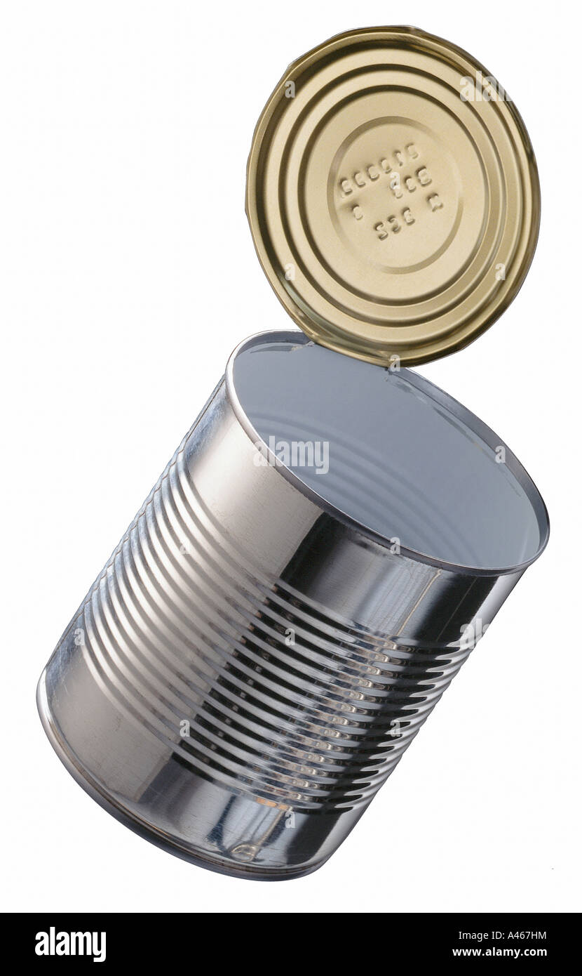 A can on a white background Stock Photo - Alamy