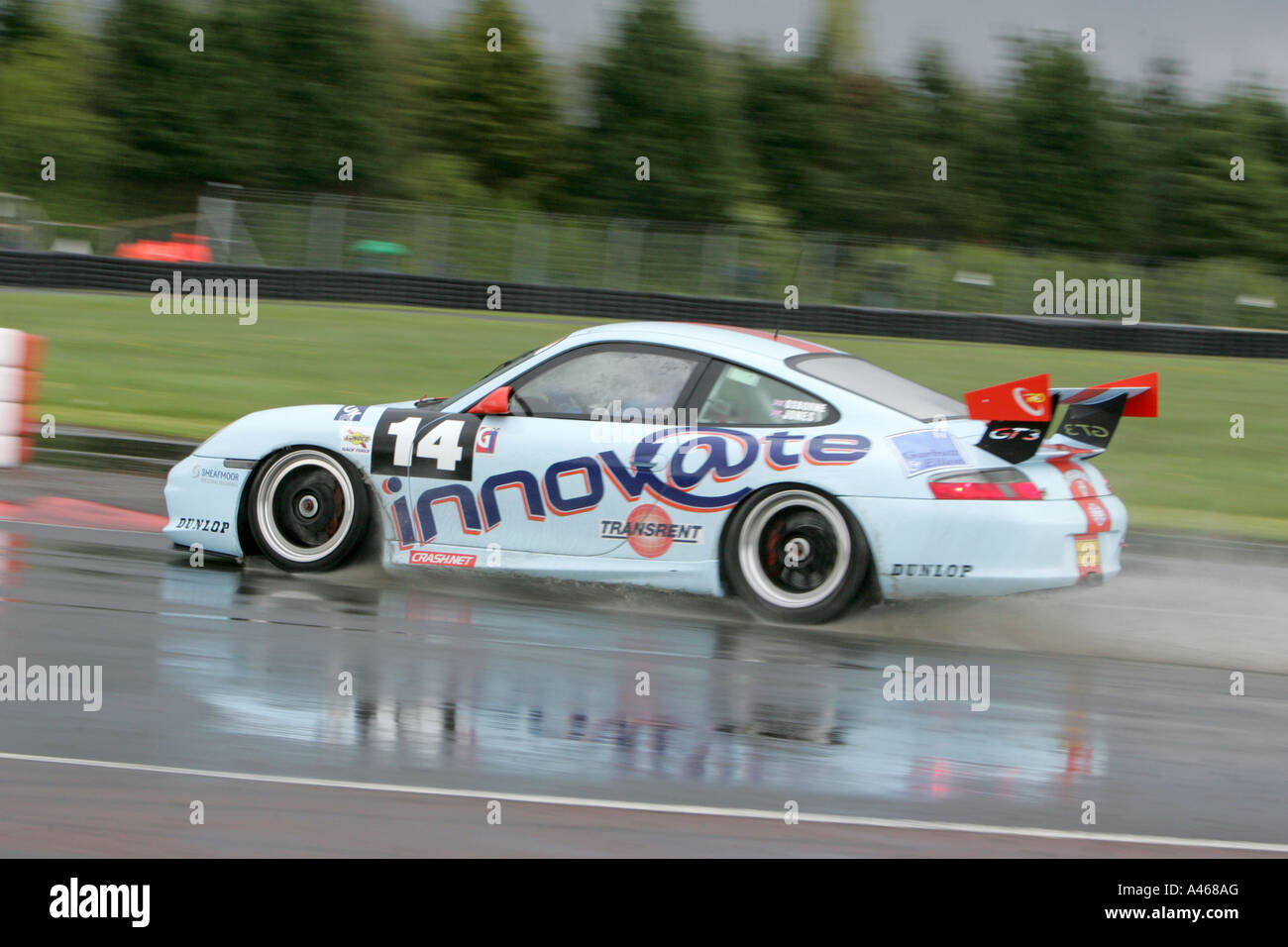 Croft racing circuit in the wet Stock Photo - Alamy