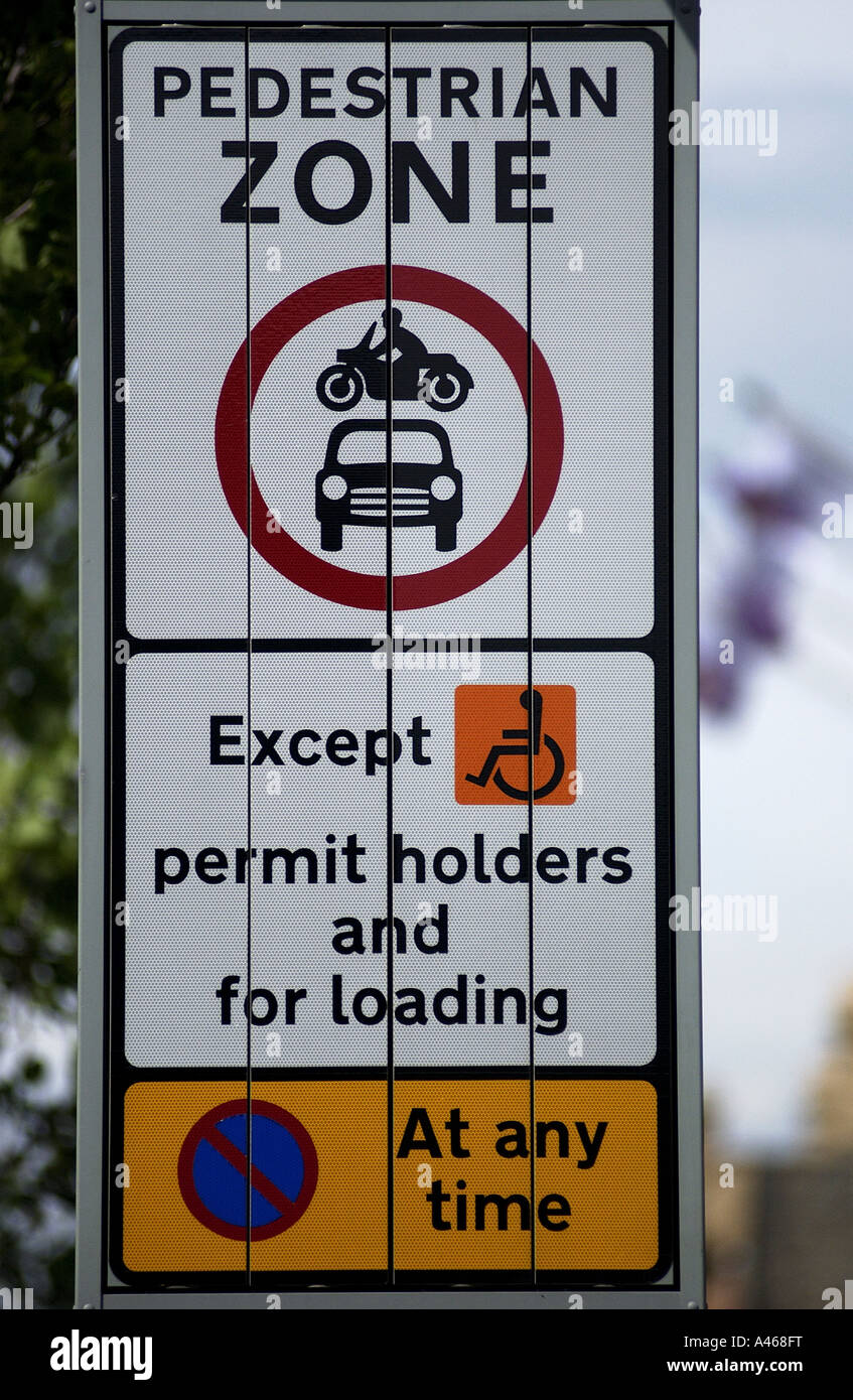Traffic Sign indicating Pedestrian Zone in Loughborough, Leicestershire ...