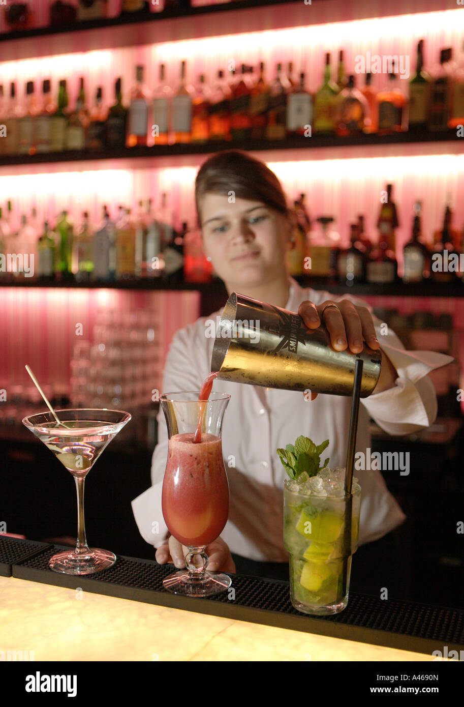 Barkeeper in the bar fifty nine in the hotel Interconti Stock Photo - Alamy