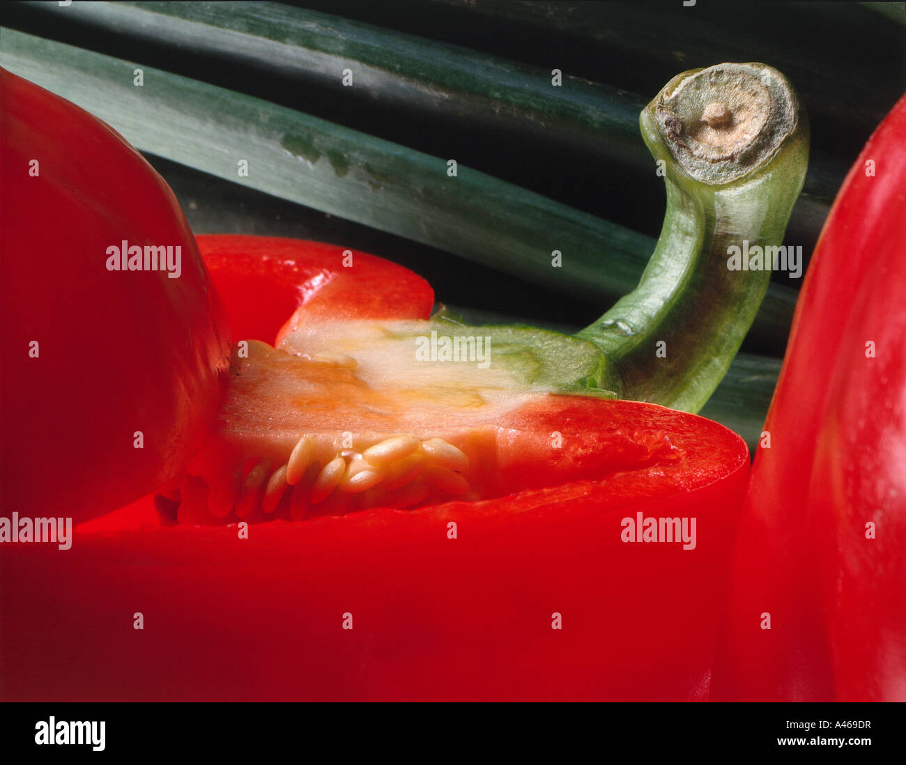 A red bell pepper cut in half Stock Photo - Alamy