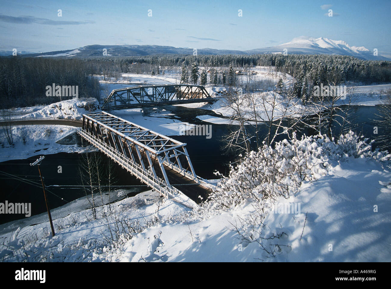 Confluence of the Bulkley and Telkwa rivers in winter Telkwa British ...