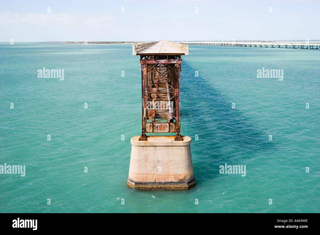 USA, Florida, Bahia Honda Bridge, old and destruct railway bridge at ...