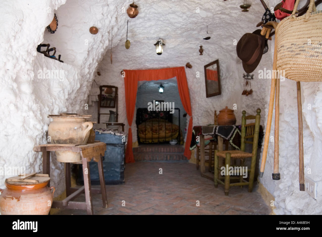 Inside a gypsy's cave house in the Sacromonte region of Granada ...
