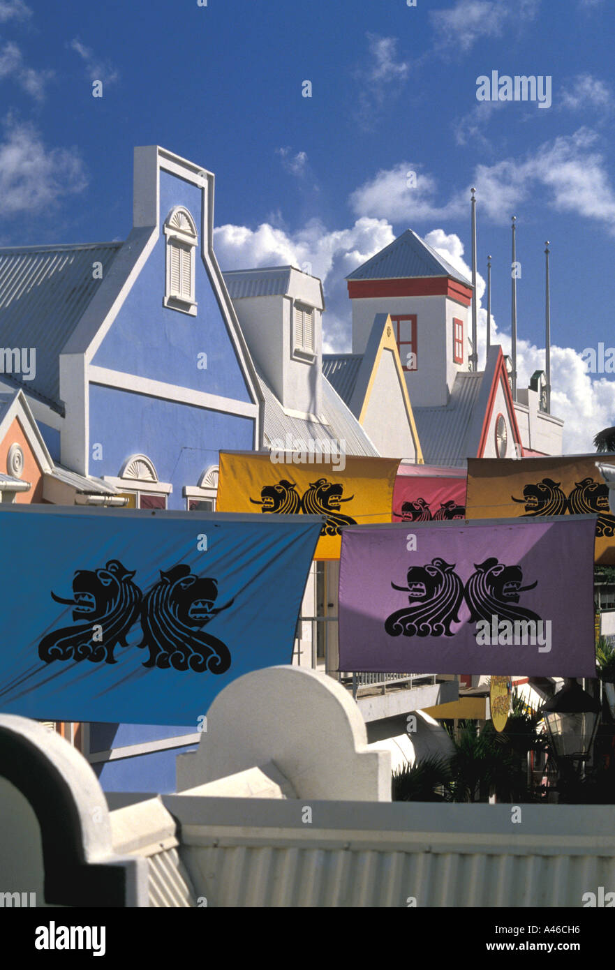 St Maarten Old Street buildings Dutch architecture with bright colors ...