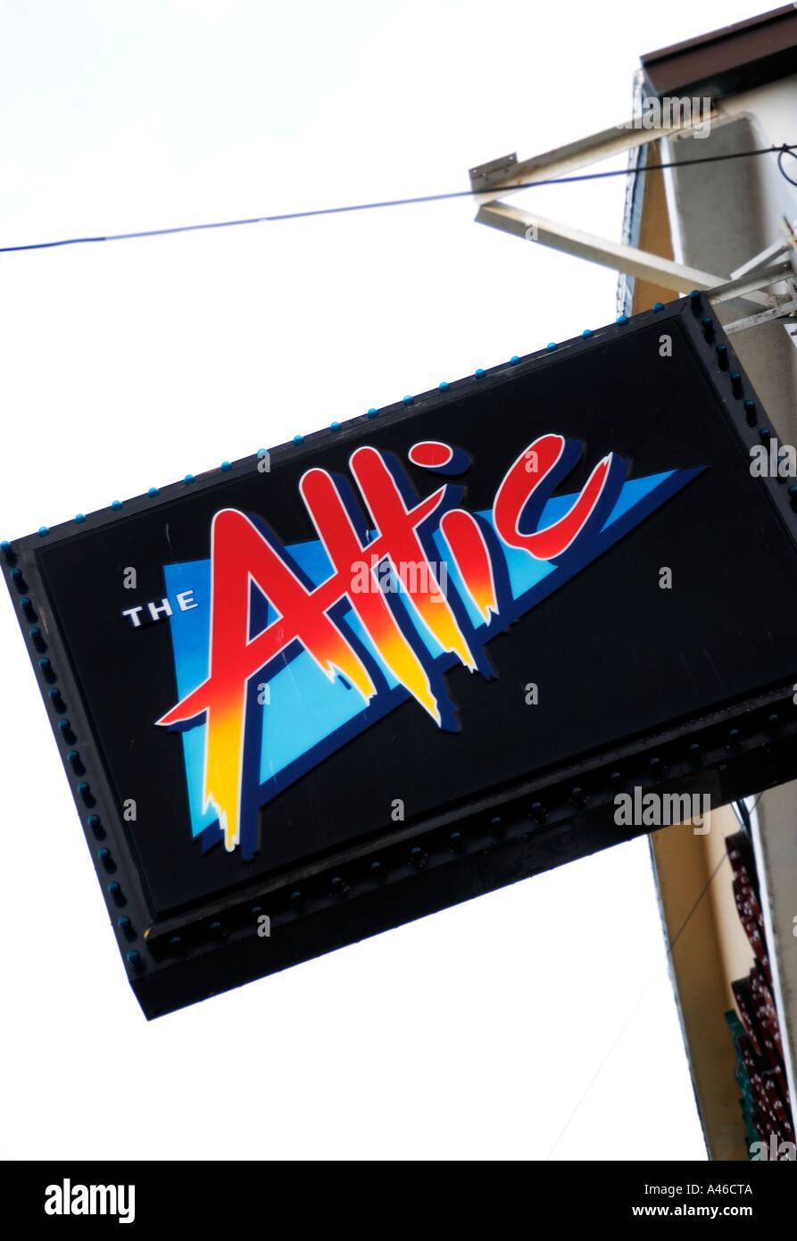 The Attic Sign at Myrtle Beach, South Carolina, USA, captures the ...