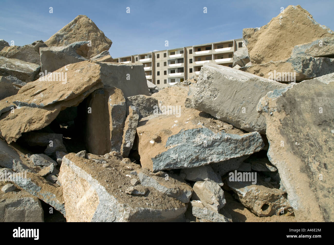 Demolition of concrete panel buildings, Germany Stock Photo - Alamy