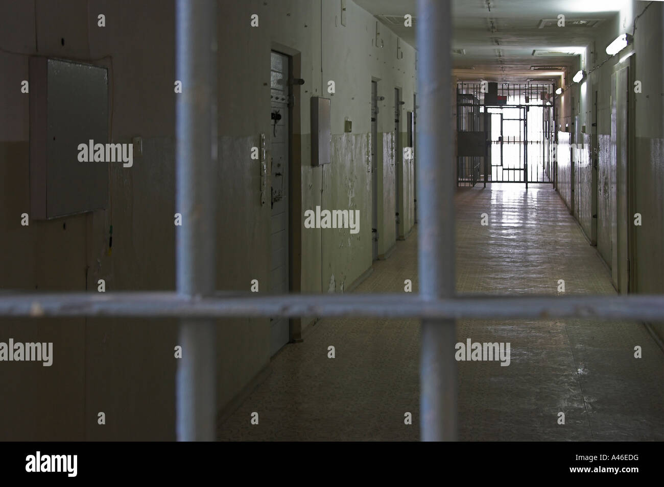 A corridor in the Hohenschoenhausen prison, Berlin, Germany Stock Photo ...