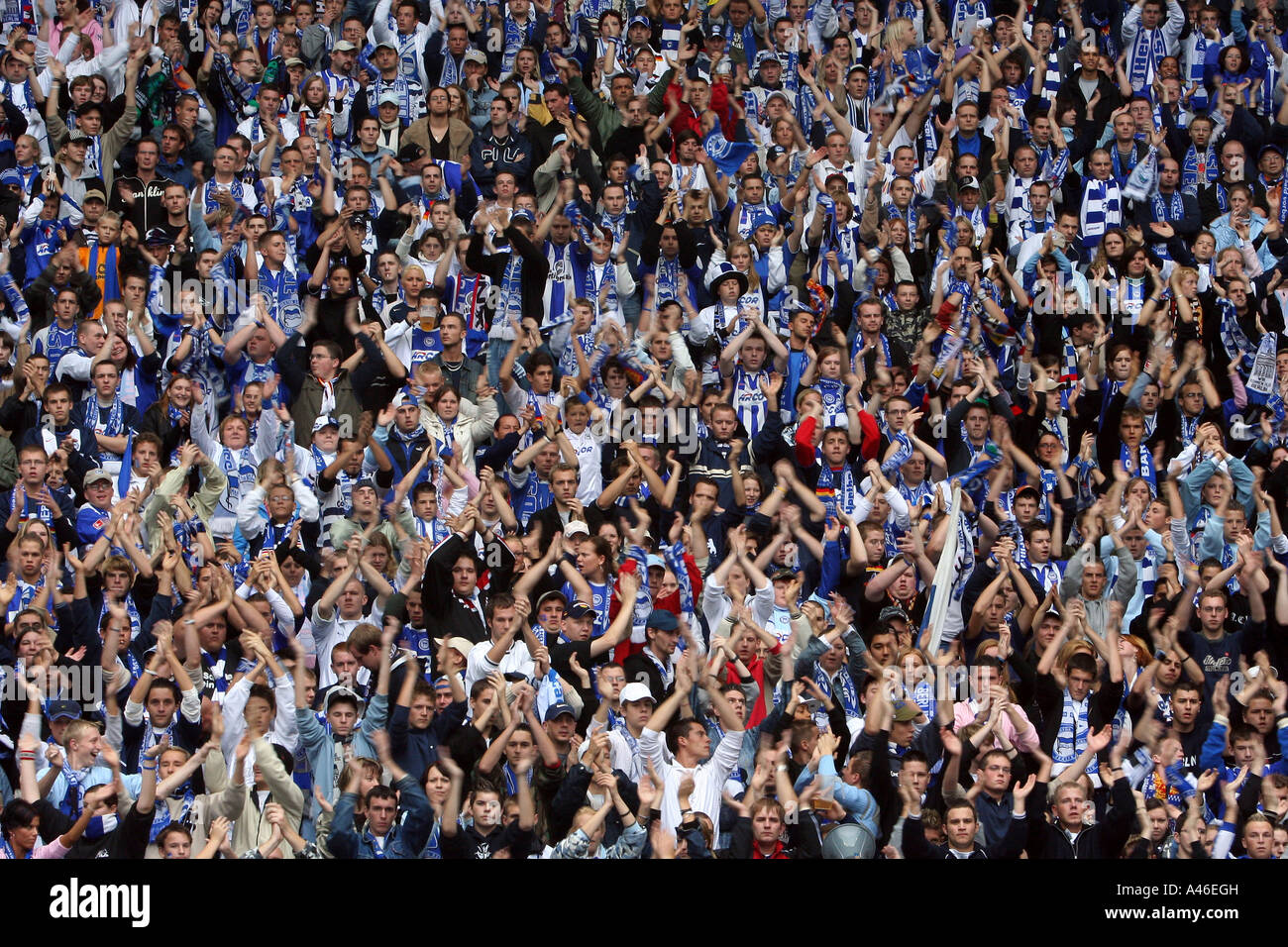 Fans of Hertha BSC football club in the Olympia Stadium in Berlin ...