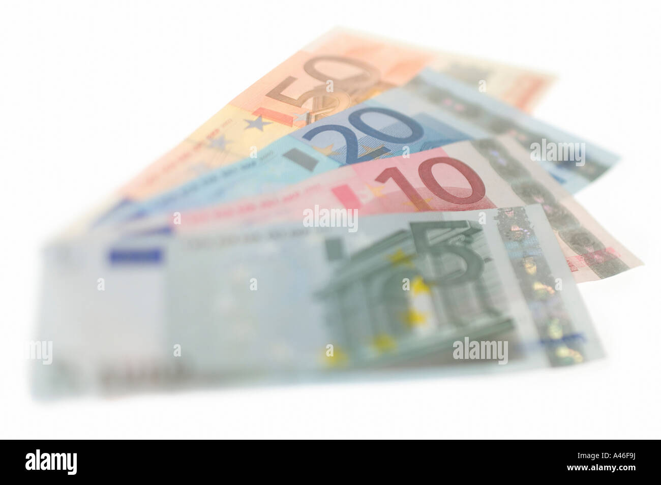 Euro banknotes on white background Stock Photo - Alamy