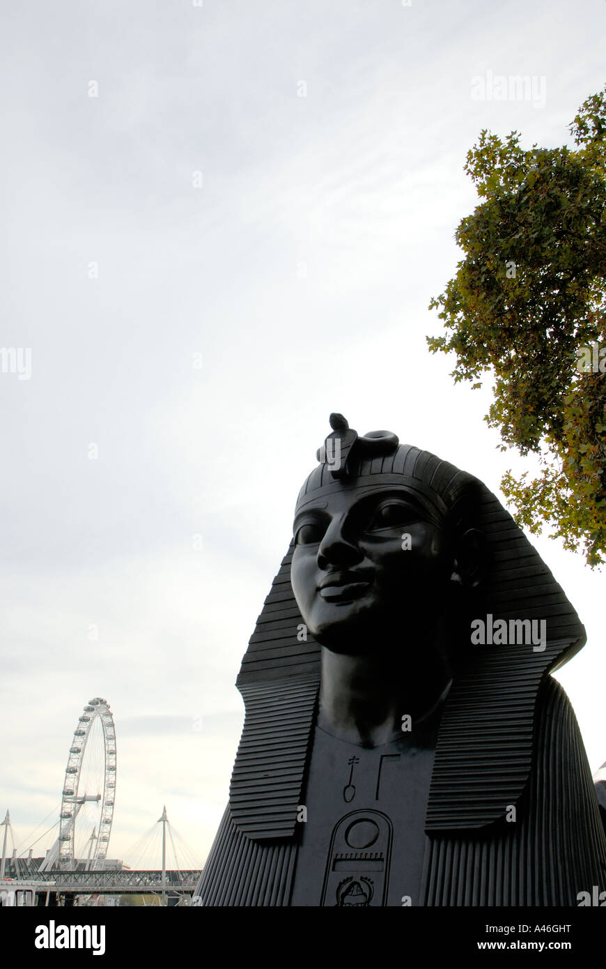 Sphinx By the Thames River With The London Eye in the Background ...