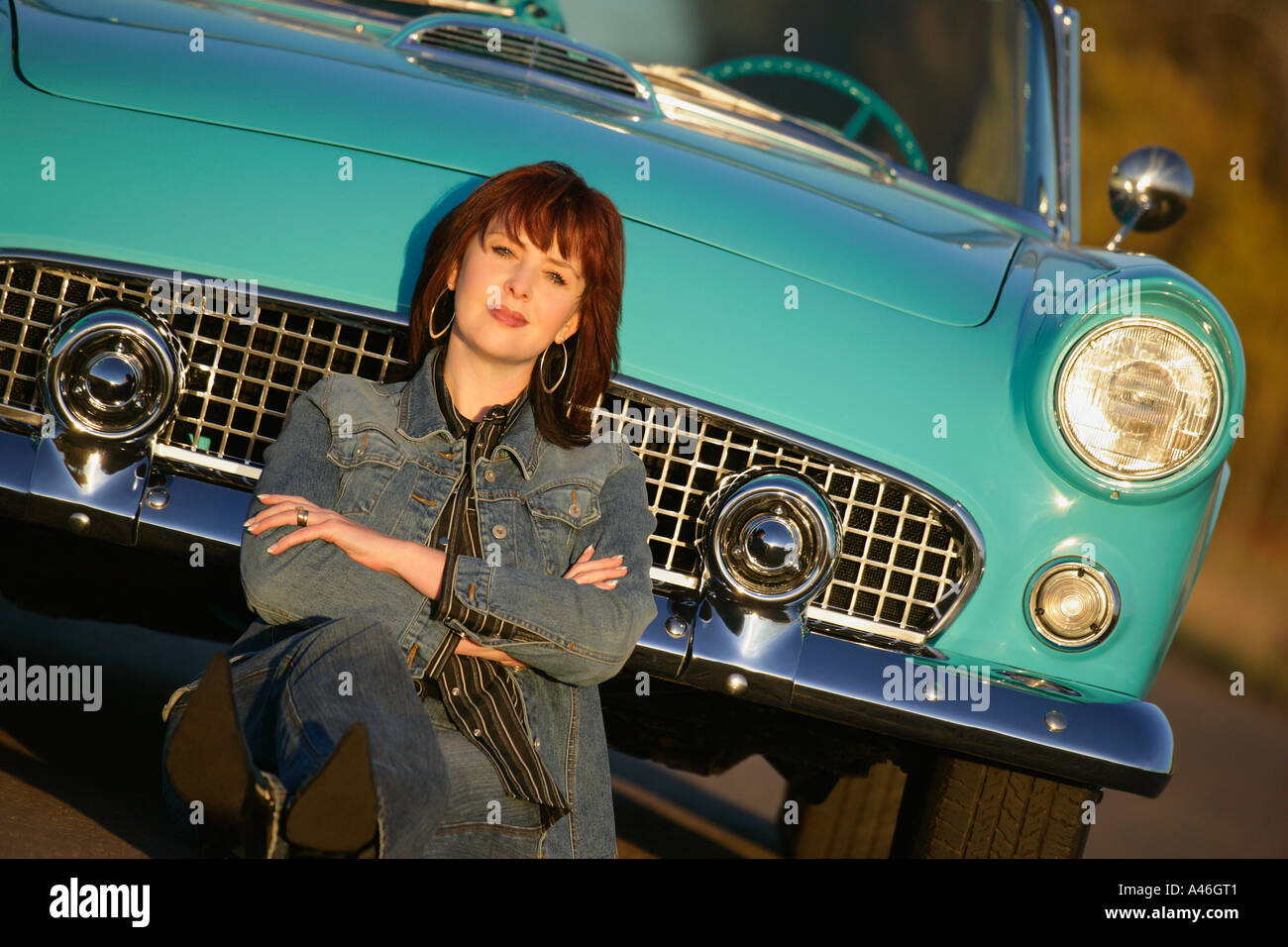Woman and her car Stock Photo - Alamy