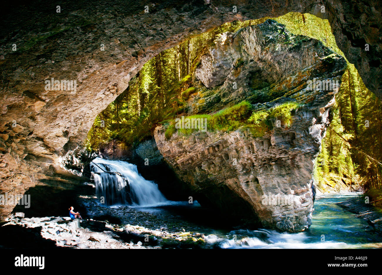 A big rock and a stream Stock Photo - Alamy