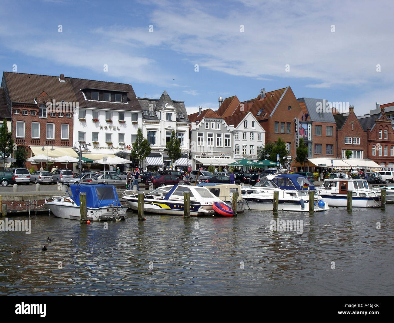 Motor boats in port, Husum, Germany Stock Photo - Alamy