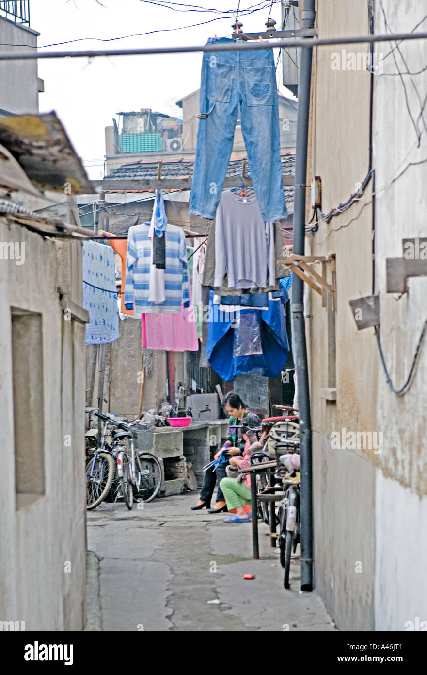 CHINA WUHAN Typical narrow alleyway in the old section of Wuhan with ...