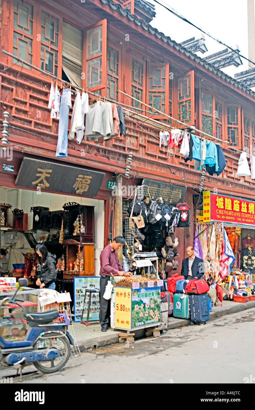 CHINA SHANGHAI Typical street in old Shanghai showing contrast Stock ...