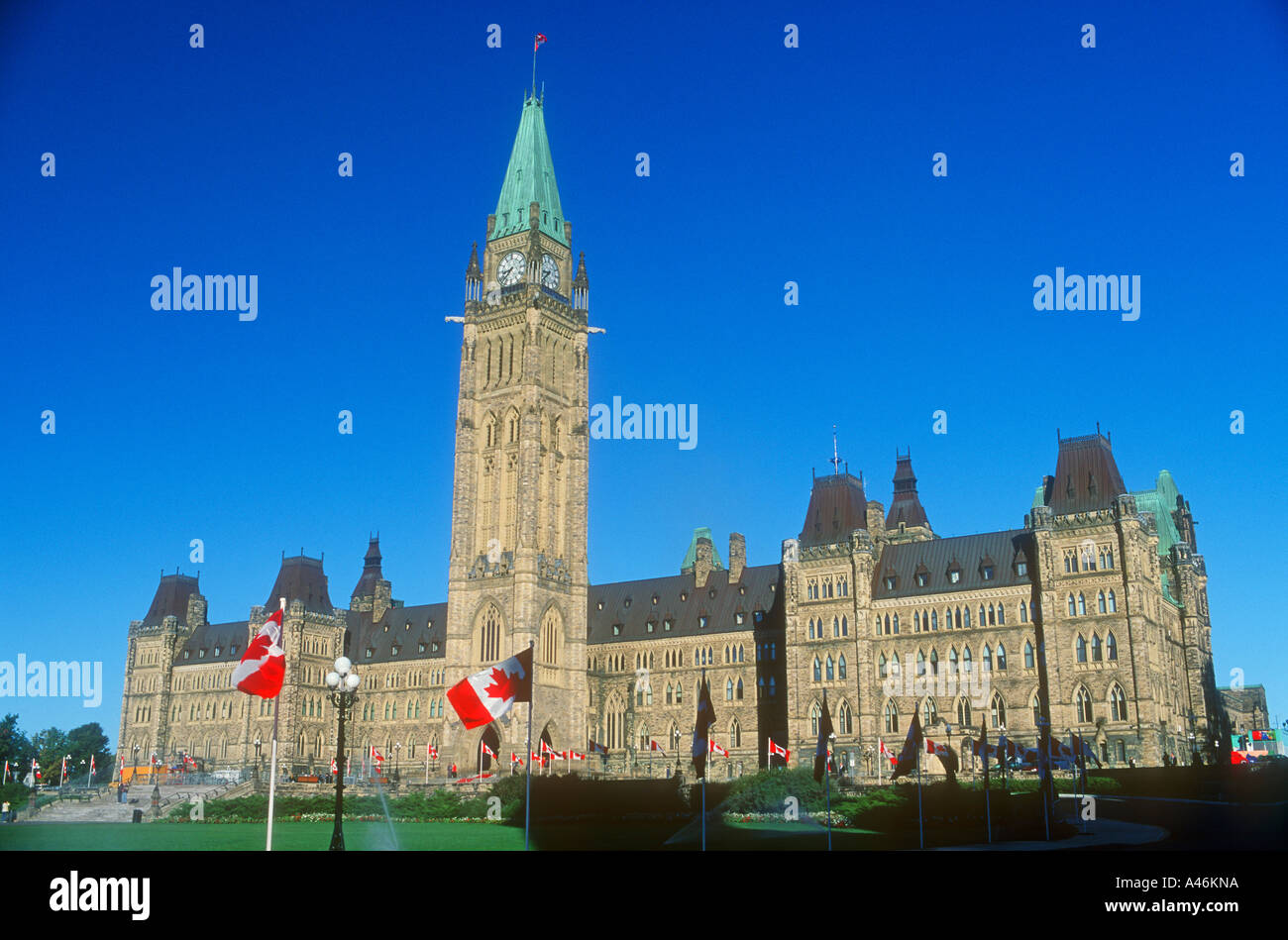Parliament canadian tower clock flag gothic government ottawa hi-res ...