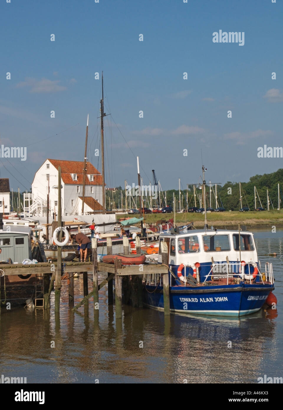 River Trip Boat and Woodbridge Tide Mill River Deben Suffolk Stock ...