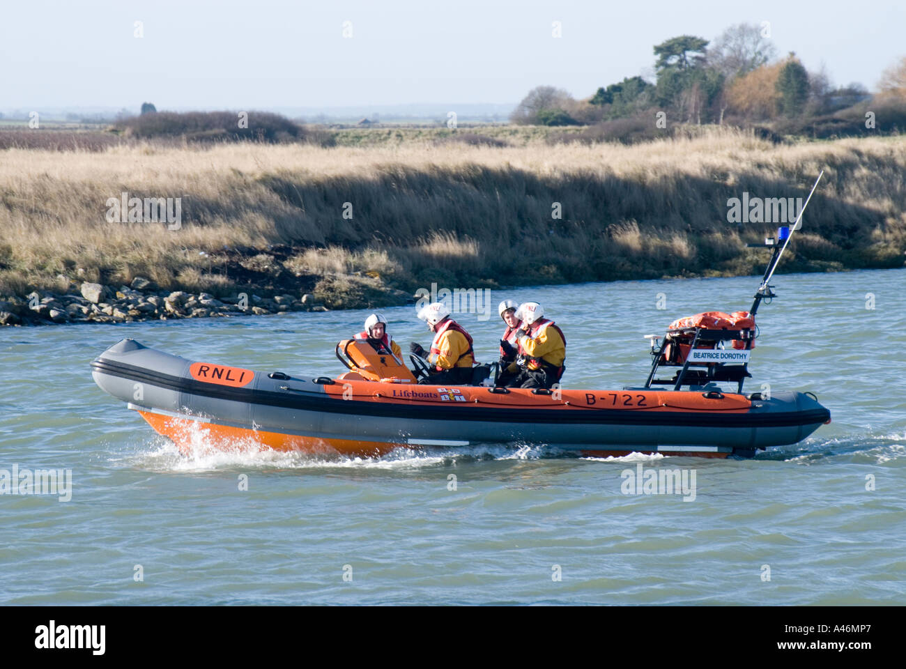 River Crouch RNLI inflatable lifeboat with crew Stock Photo - Alamy
