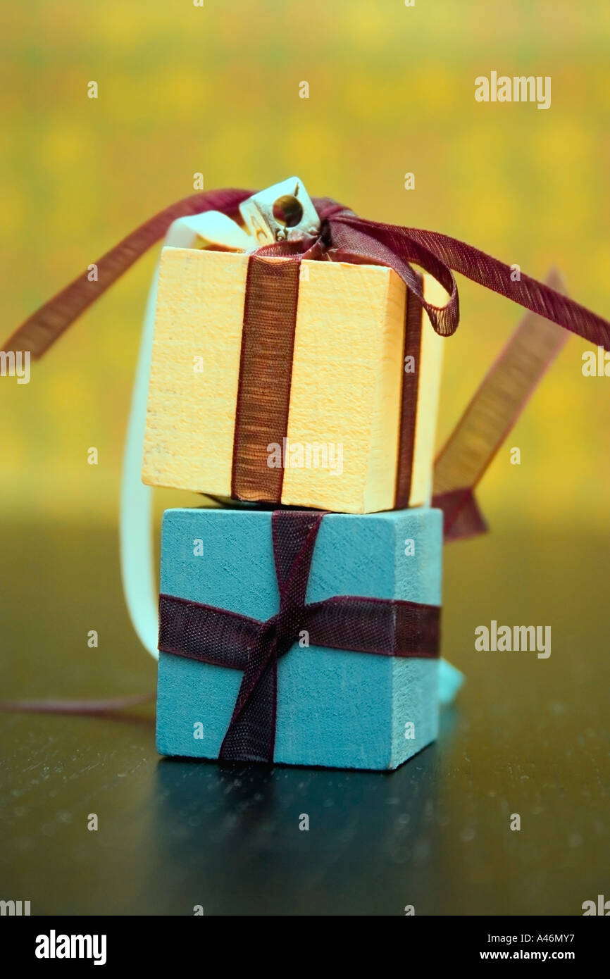 Gift wrapped boxes Stock Photo - Alamy