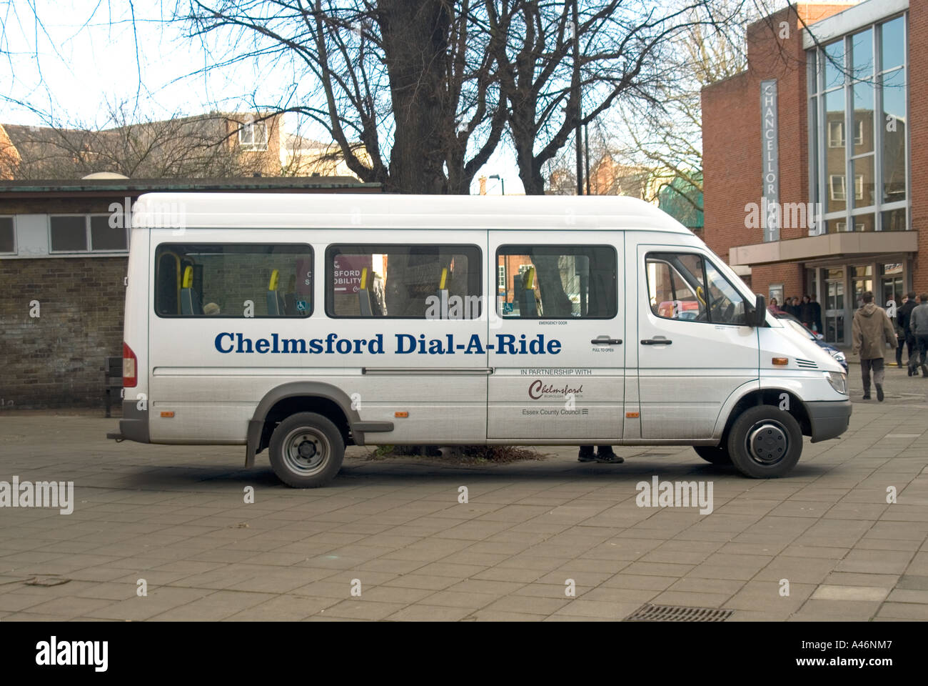 Community bus in Chelmsford town centre one of several buses operating ...