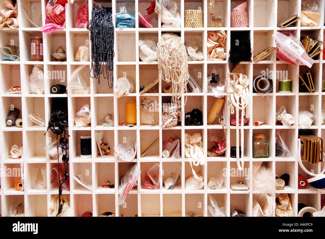 Haberdashery items on shelf Stock Photo - Alamy