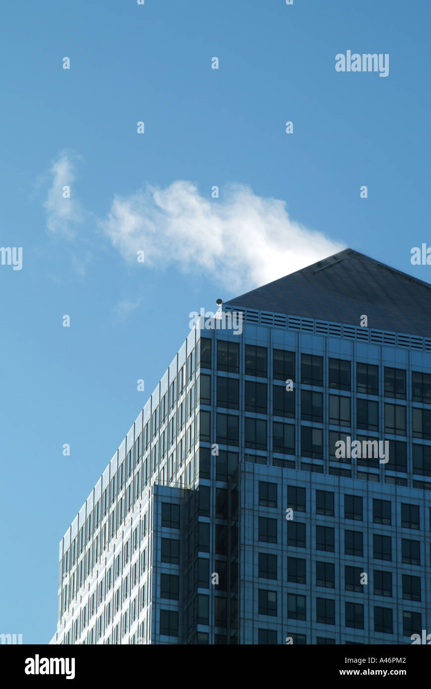Canary Wharf tower block roof & vapour discharge from presumably the ...