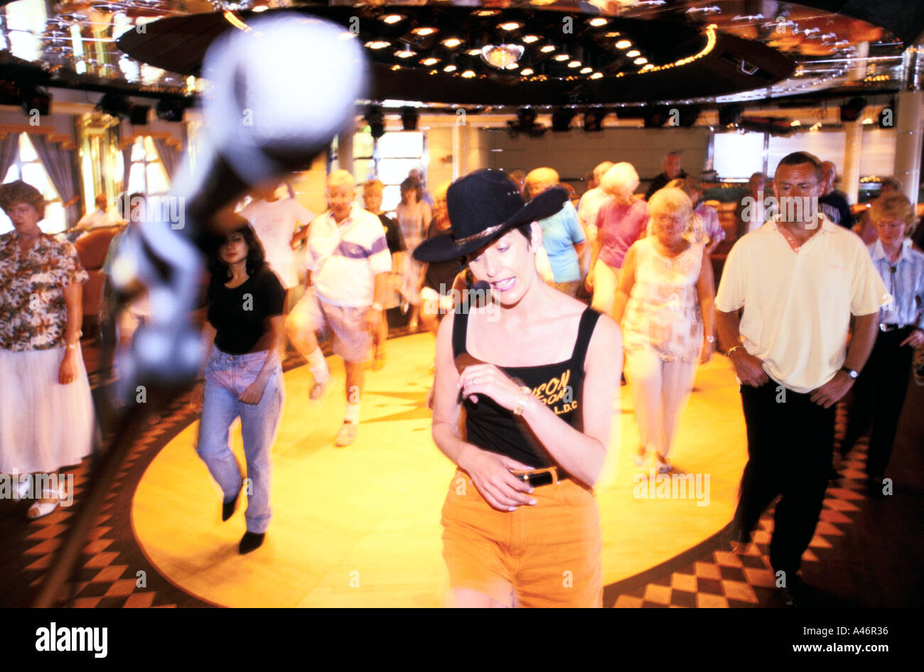 line dancing class on board the oriana cruise liner Stock Photo - Alamy