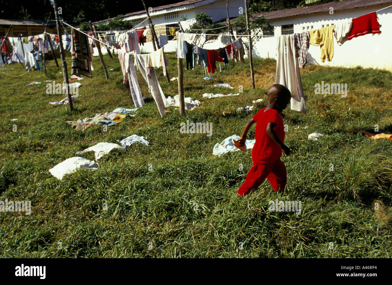 washing hangs to dry at shalom house an orphange for both hutu and ...