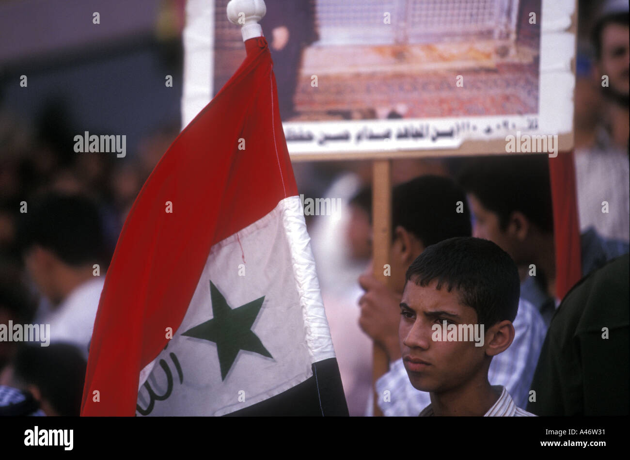 boys with iraqi flags during saddam hussein s birthday celebrations ...