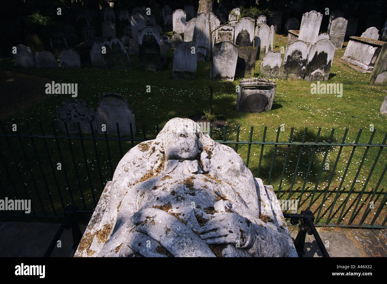 The grave of John Bunyan author of 'The Pilgrim's Progress' in Bunhill ...