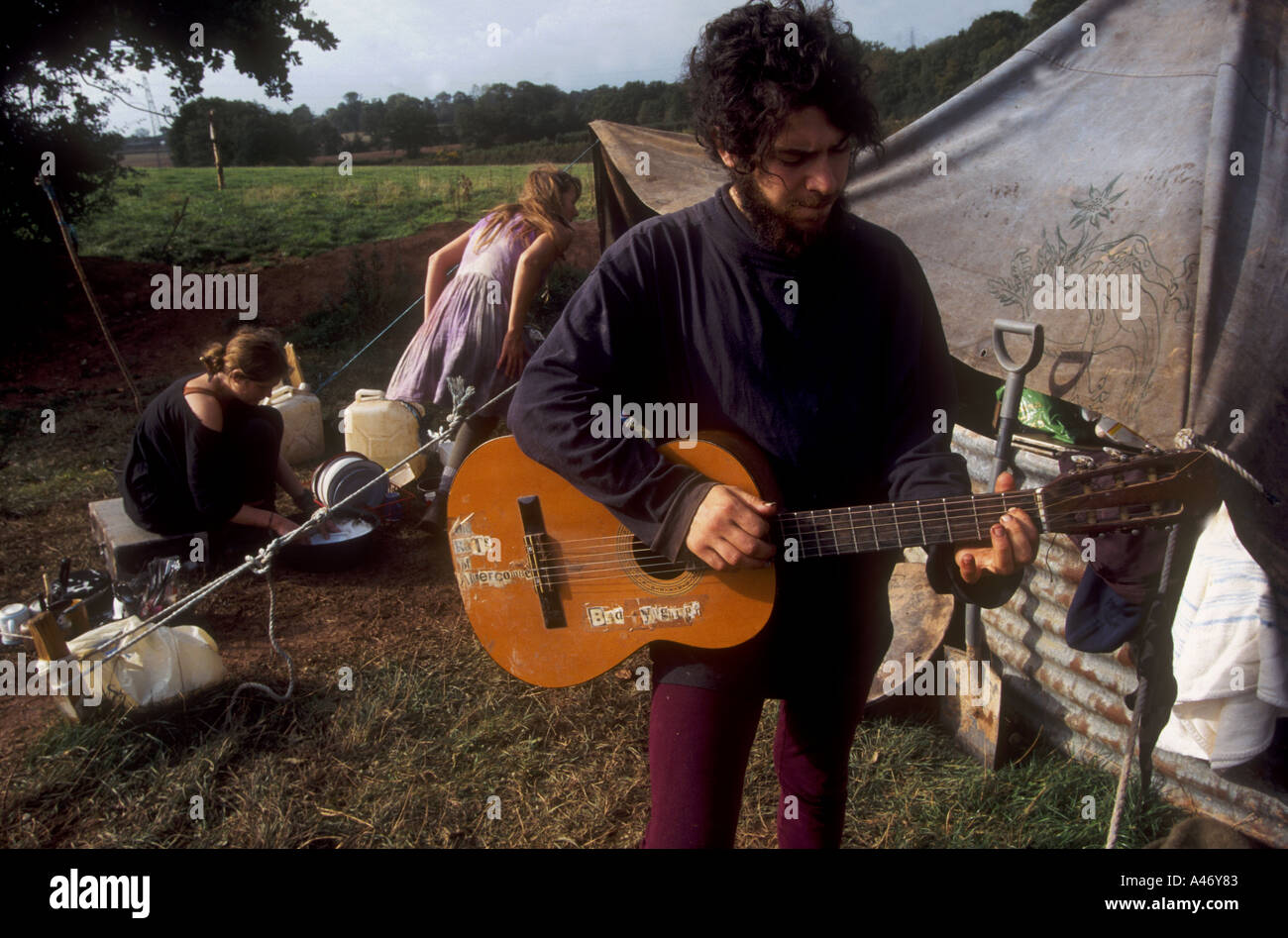 Environmental protesters at a campsite demonstration against motorway ...