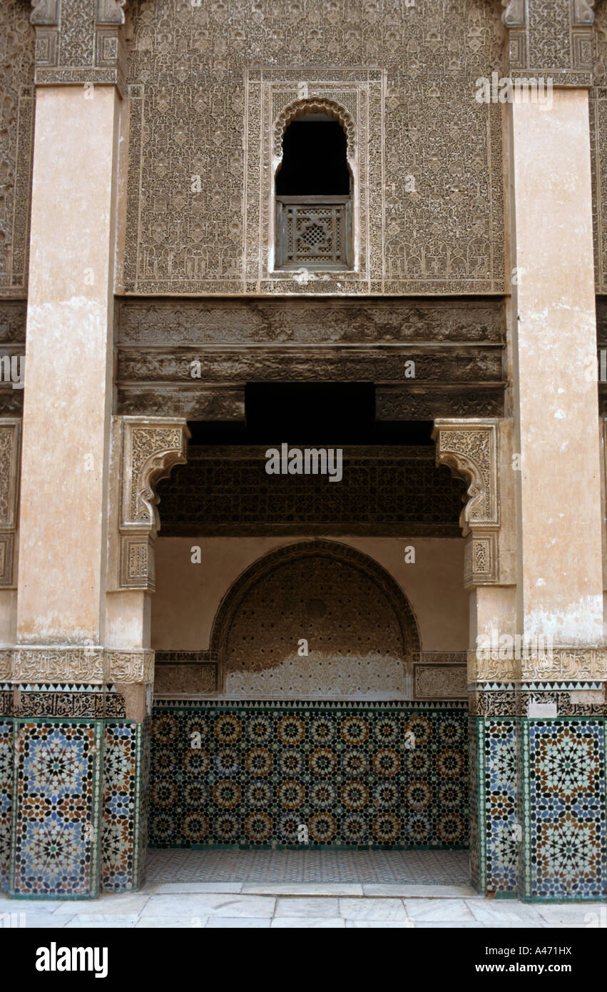 Morocco marrakech medersa ben youssef court Stock Photo - Alamy