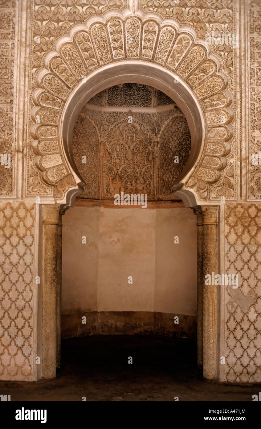 Morocco marrakech medersa ben youssef court Stock Photo - Alamy