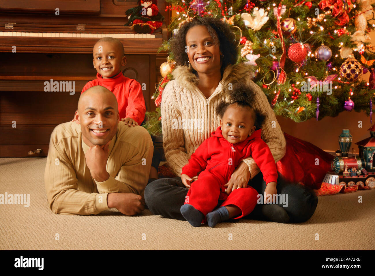 Family Christmas portrait Stock Photo - Alamy