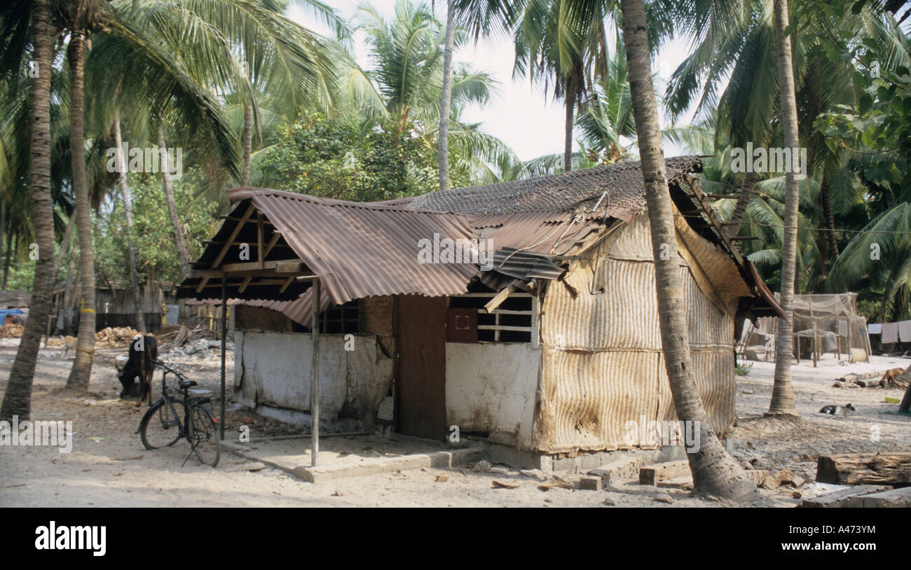 A rickety house on the sea shore, Kavaratti Island Lakshadweep, India ...