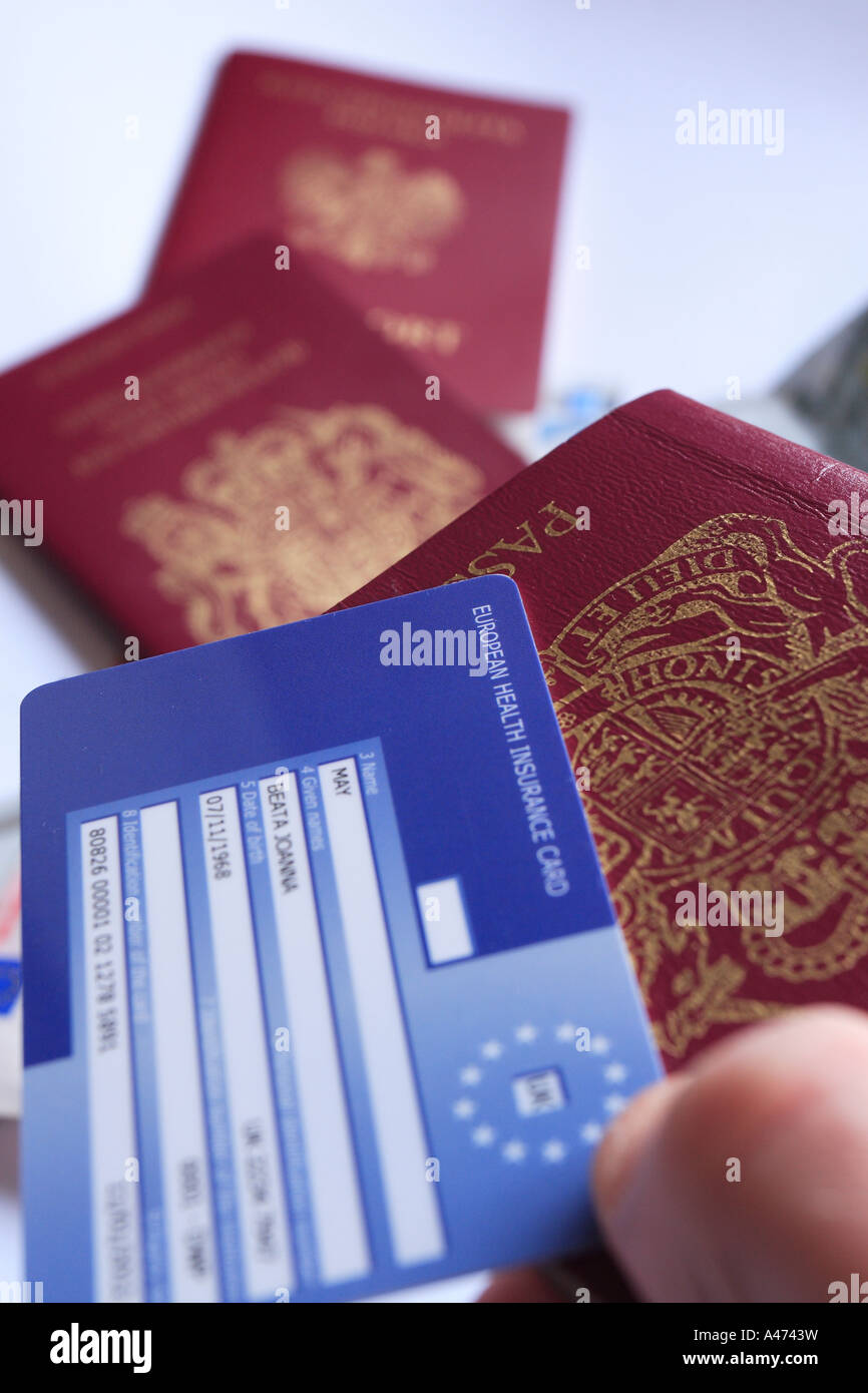 EHIC European Health Insurance Card travel insurance and passport Stock ...