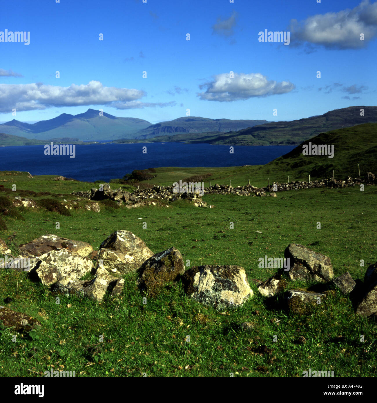 View of Ben More looking across Loch na Keal, Isle of Mull, Scotland ...
