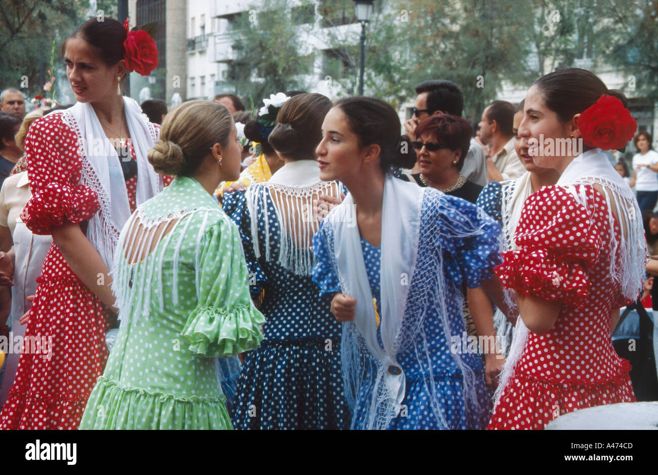 Group of Girls at Festival in Spain Stock Photo - Alamy