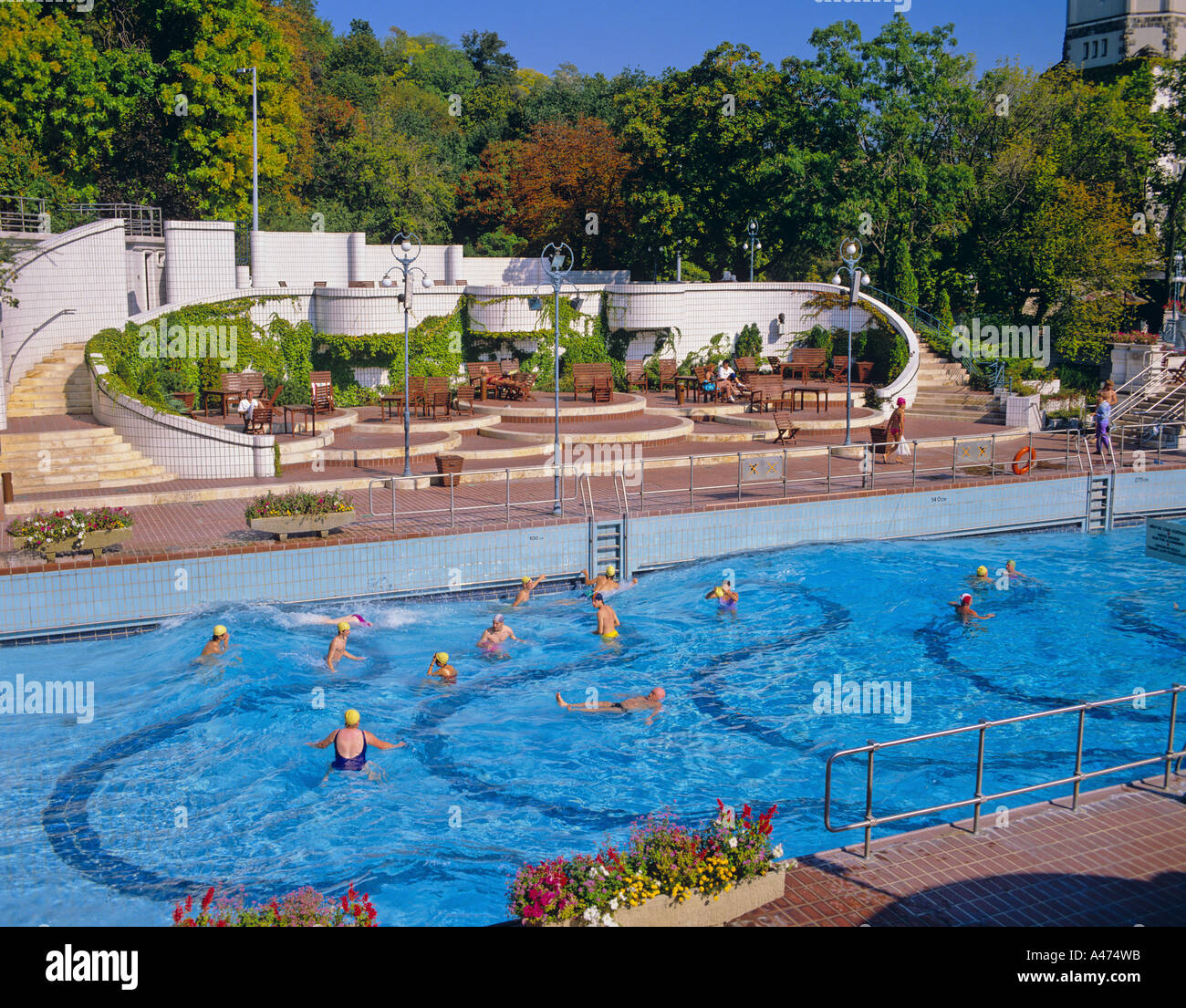Outdoor swimming pool of Hotel Gellert Budapest Hungary Stock Photo - Alamy